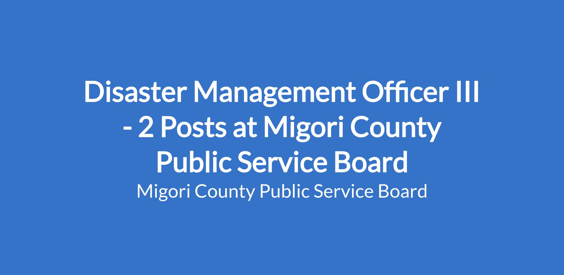 Disaster Management | FreshTalent Job Board | Africa’s Talent Engine